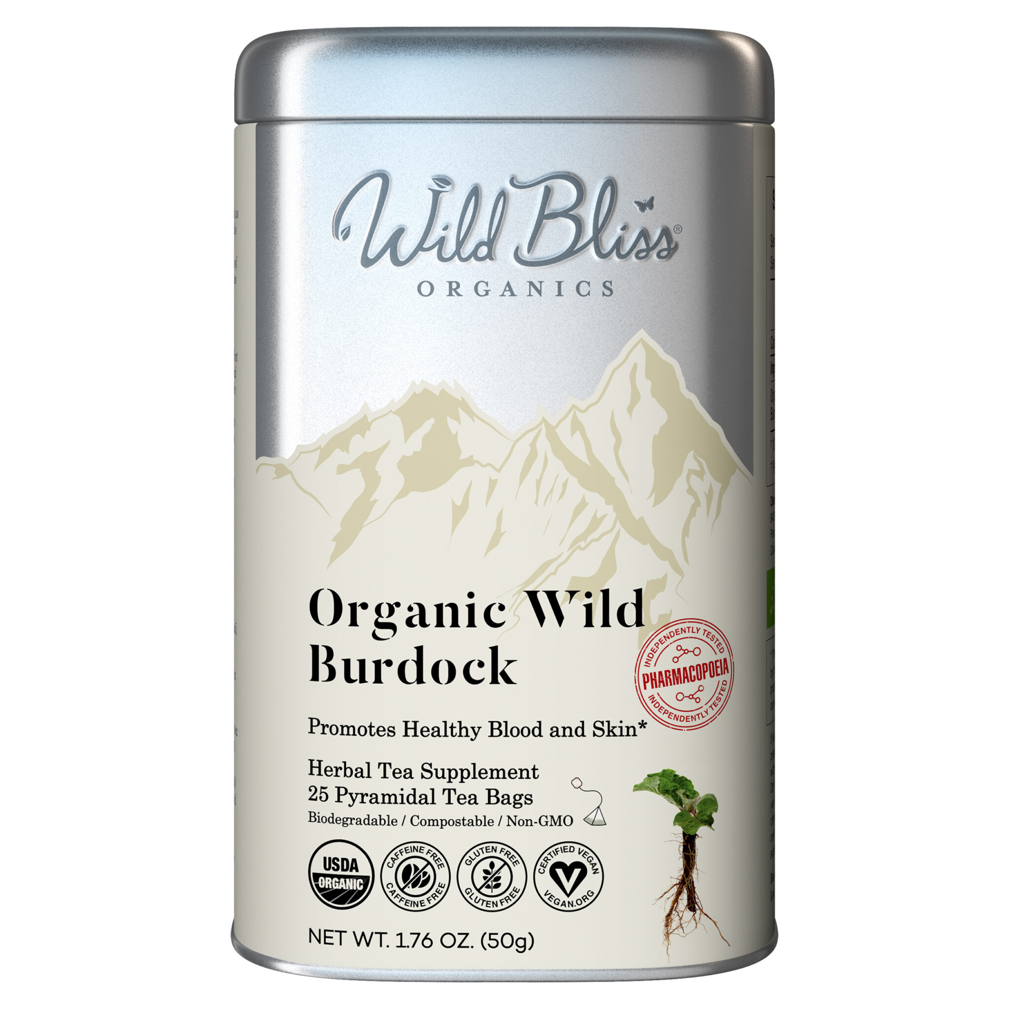 Organic Burdock Root Tea - Caffeine Free Tisane - 25 Tea Bags
