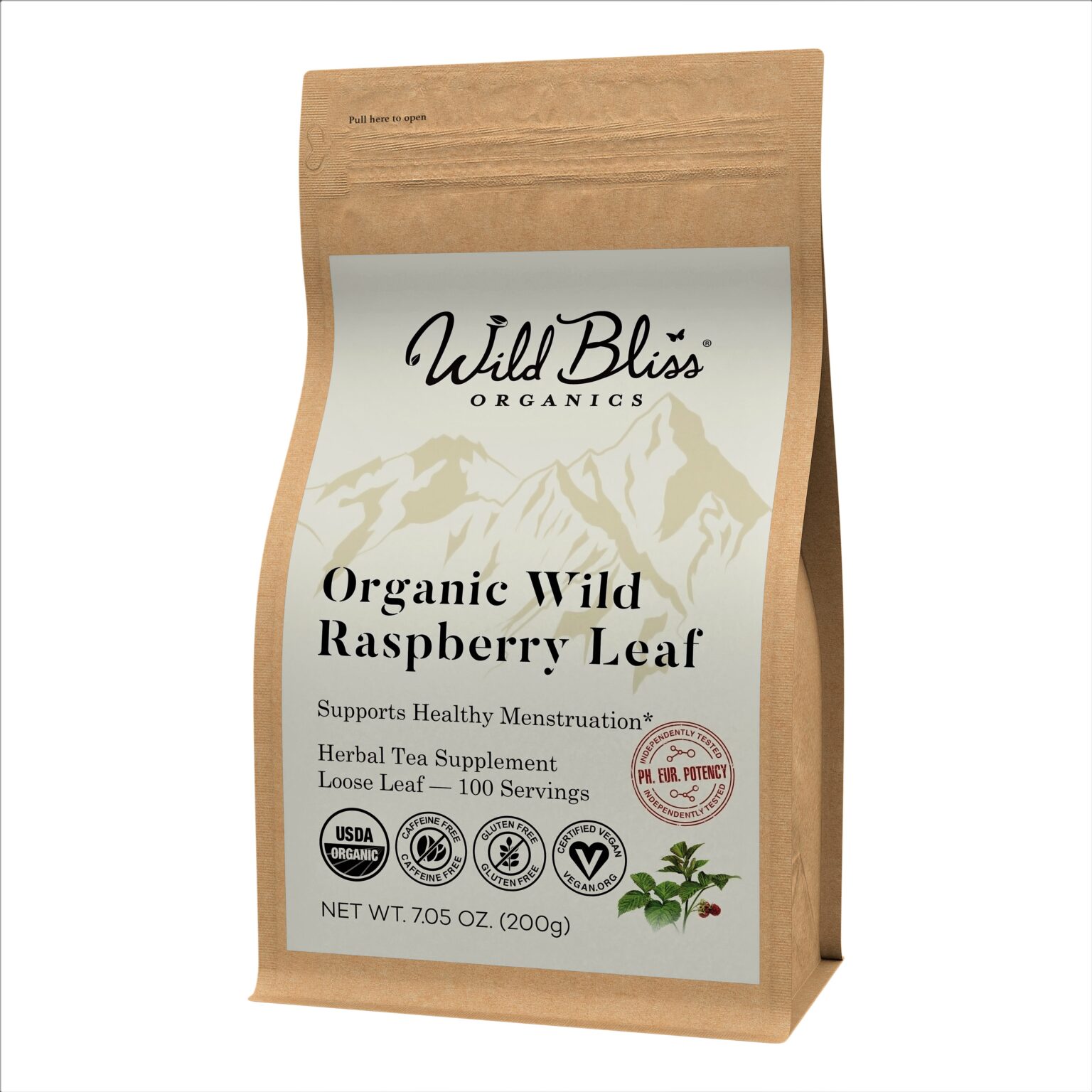 Wild Raspberry Leaf Tea - Caffeine Free Herbal Tea - 100 Servings